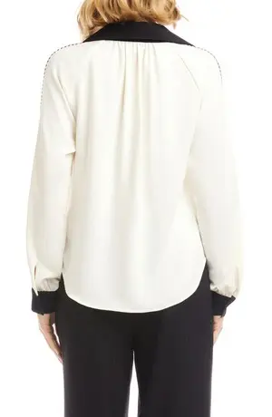 Karen Kane Colorblock Trim Popover Top