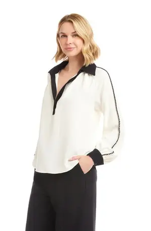 Karen Kane Colorblock Trim Popover Top