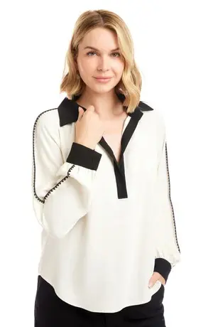 Karen Kane Colorblock Trim Popover Top