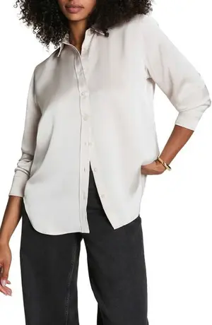 Spanx Better Than Silk Button-down Shirt - Birch