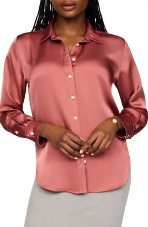 Spanx Better Than Silk Button-down Shirt - Chrysanthemum
