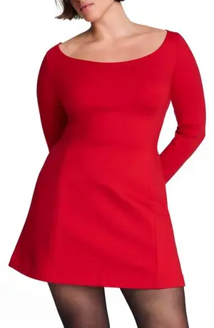 Spanx Ponte Long Sleeve Minidress - Spanx Red
