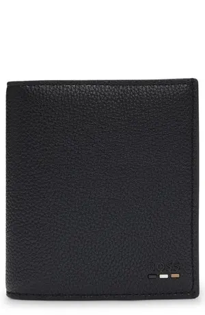 Hugo Ray Faux Leather Trifold Walet - Black