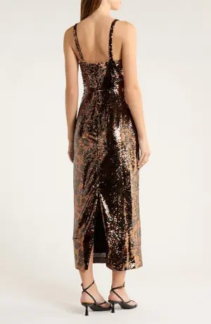 L'Agence Noella Leopard Sequin Sheath Dress