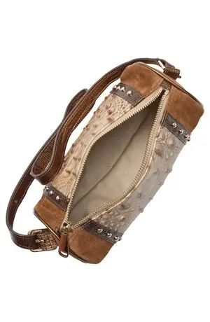 Brahmin Billie Leather Barrel Bag - Taupe Ensemble
