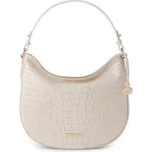 Brahmin Small Kathleen Croc Embossed Leather Shoulder Bag - Ivory