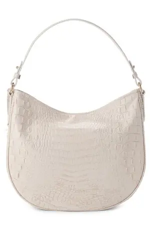 Brahmin Small Kathleen Croc Embossed Leather Shoulder Bag - Ivory