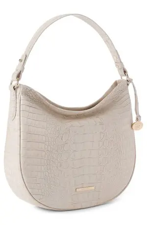 Brahmin Small Kathleen Croc Embossed Leather Shoulder Bag - Ivory