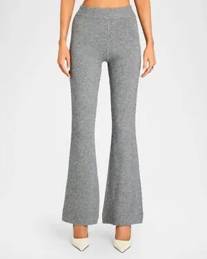 SEROYA Wool-blend Knit Flare Pants - Medium Gre