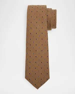 Emporio Armani Micro-jacquard Silk And Wool Tie - Brown