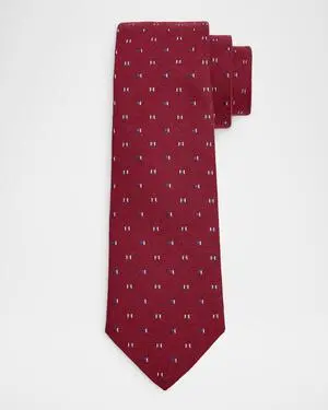 Emporio Armani Micro-jacquard Silk And Wool Tie - Navy