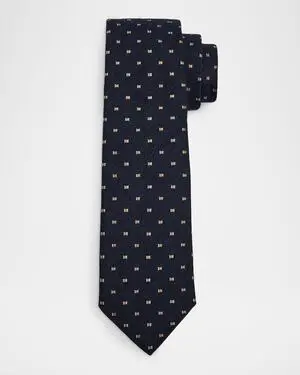 Emporio Armani Micro-Jacquard Silk And Wool Tie Wine
