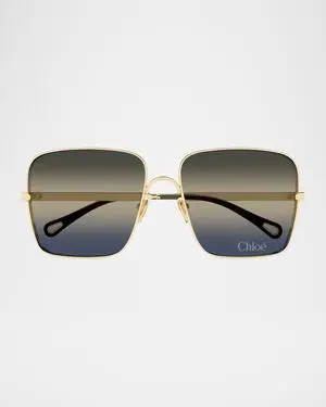 Chloé Aly Square Metal Sunglasses - Gold
