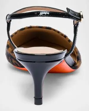 Santoni Print Kitten Heel Pumps