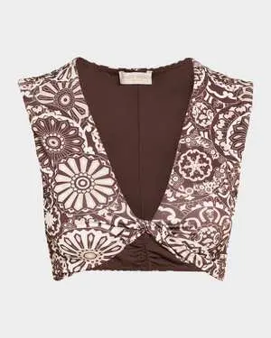 Ramy Brook Printed Oliwia Bikini Top Beach Brow