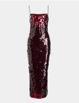 Retrofete Alana Sleeveless Sequined Midi Dress - Maroon