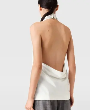 Stella McCartney Halterneck Satin Top - Cream