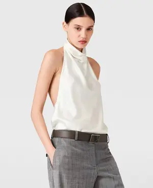 Stella McCartney Halterneck Satin Top - Cream