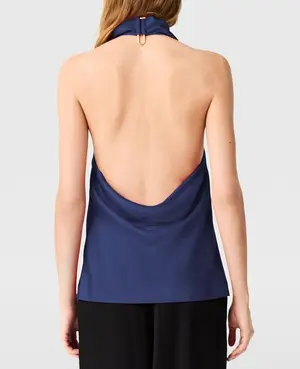 Stella McCartney Satin Halterneck Top - Navy