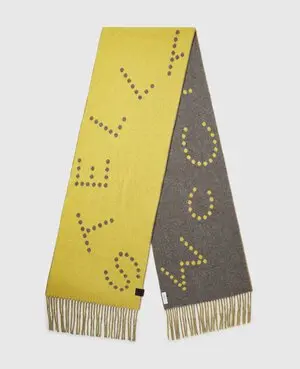 Stella McCartney Logo Fringe Scarf - Yellow/grey