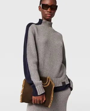 Stella McCartney Turtleneck Contrast Panel Jumper - Grey/navy