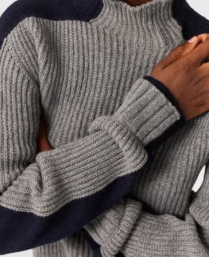 Stella McCartney Turtleneck Contrast Panel Jumper - Grey/navy