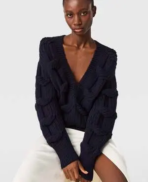 Stella McCartney Falabella Cable-knit V-neck Jumper