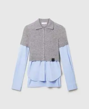 Stella McCartney Hybrid Knit Shirt Cardigan - Grey
