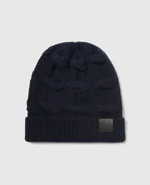 Stella McCartney Falabella Cable-knit Beanie - Navy