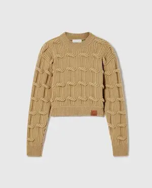 Stella McCartney Falabella Cable-knit Crewneck Jumper - Camel
