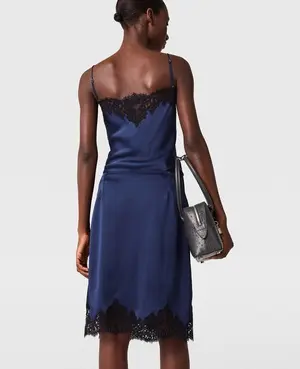 Stella McCartney Lace Trimmed Satin Top - Navy