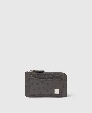 Stella McCartney Ryder Ostrich Zip Cardholder - Slate