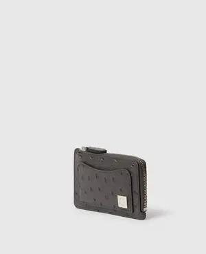Stella McCartney Ryder Ostrich Zip Cardholder - Slate