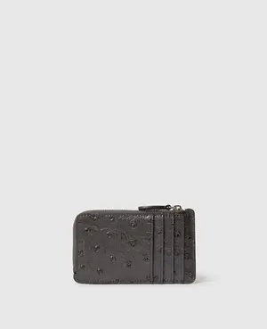 Stella McCartney Ryder Ostrich Zip Cardholder - Slate