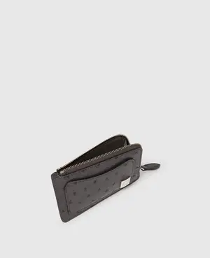 Stella McCartney Ryder Ostrich Zip Cardholder - Slate