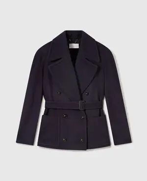 Stella McCartney Tie-belt Cropped Peacoat - Ink