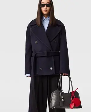 Stella McCartney Tie-belt Cropped Peacoat - Ink