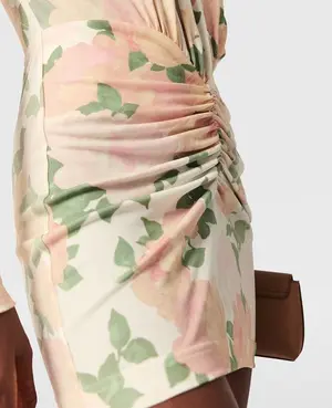 Stella McCartney Peony Print Ruched Mini Dress - Pink