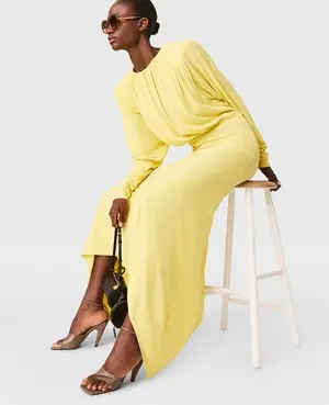 Stella McCartney Pleated Jersey Long-sleeve Maxi Dress