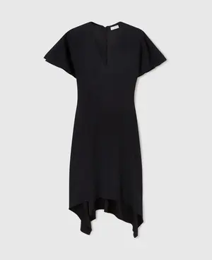 Stella McCartney V-neck Short-sleeve Satin Midi Dress - Black