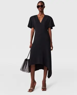 Stella McCartney V-neck Short-sleeve Satin Midi Dress - Black