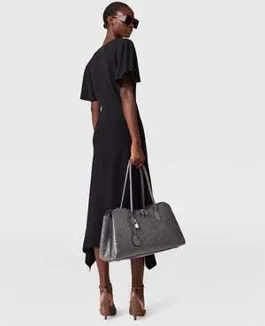 Stella McCartney V-neck Short-sleeve Satin Midi Dress - Black