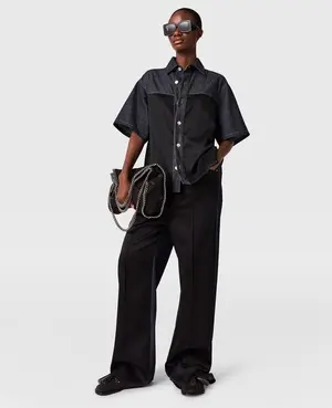 Stella McCartney Wide-leg Satin-panel Denim Jeans