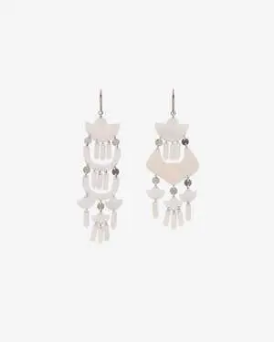 Isabel Marant Yue Asymmetrical Earrings - White/silver