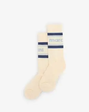 Isabel Marant Donna Mid-calf Socks - Ecru/blue