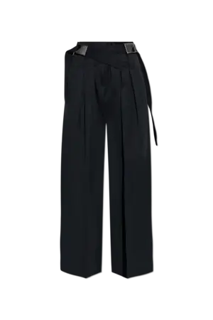 Attico Wide-leg Wool Trousers - Black