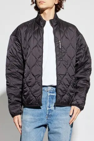 Palm Angels Quilted Jacket With Stand-up Collar - Black