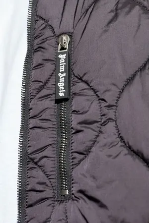 Palm Angels Quilted Jacket With Stand-up Collar - Black