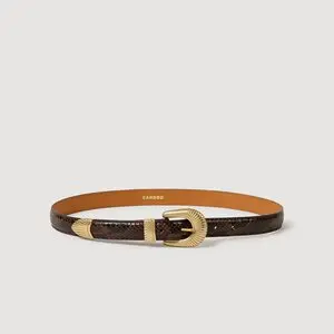 Sandro Python-effect Leather Belt - Black Brown