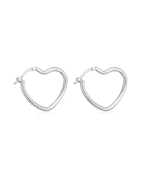 ORADINA Sterling Sweetheart Hoop Earrings - Silver